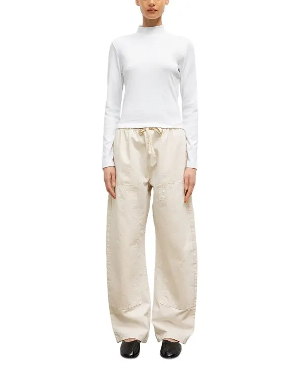 LESET Nando Long Sleeve Mock Neck Cotton Tee - White
