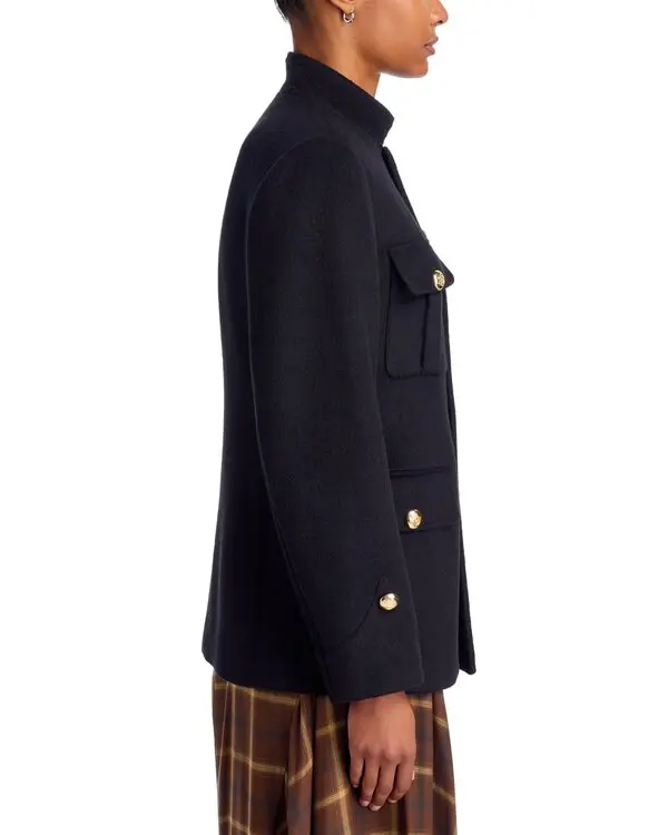 The Great. The Military Stand Collar Patch Pocket Blazer