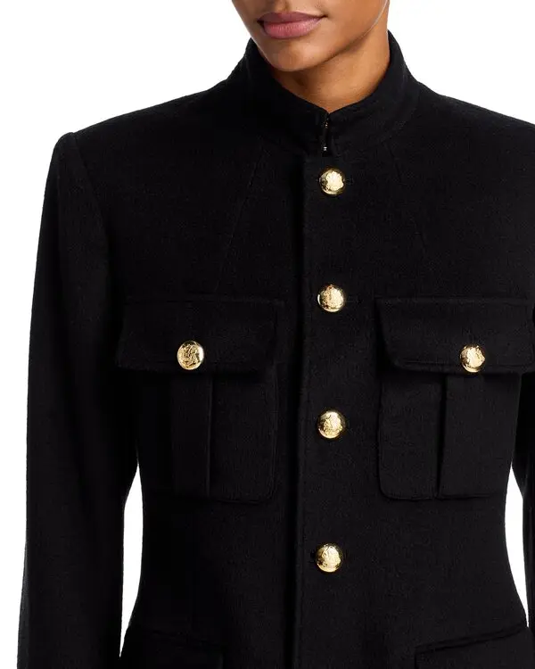 The Great. The Military Stand Collar Patch Pocket Blazer
