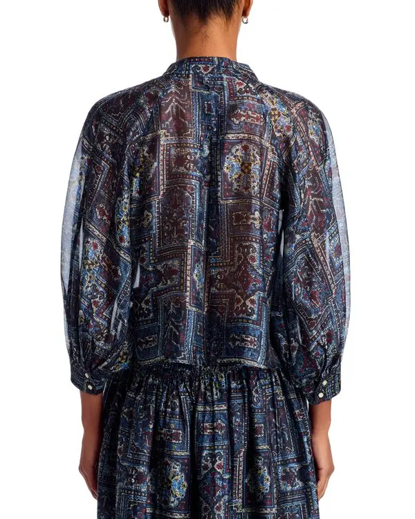 The Great. The Ashland Sheer Printed Long Sleeve Top