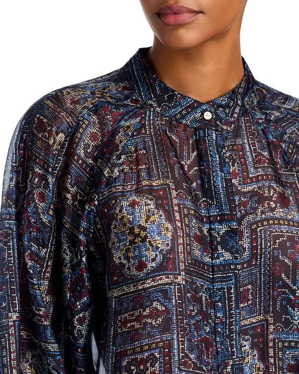 The Great. The Ashland Sheer Printed Long Sleeve Top