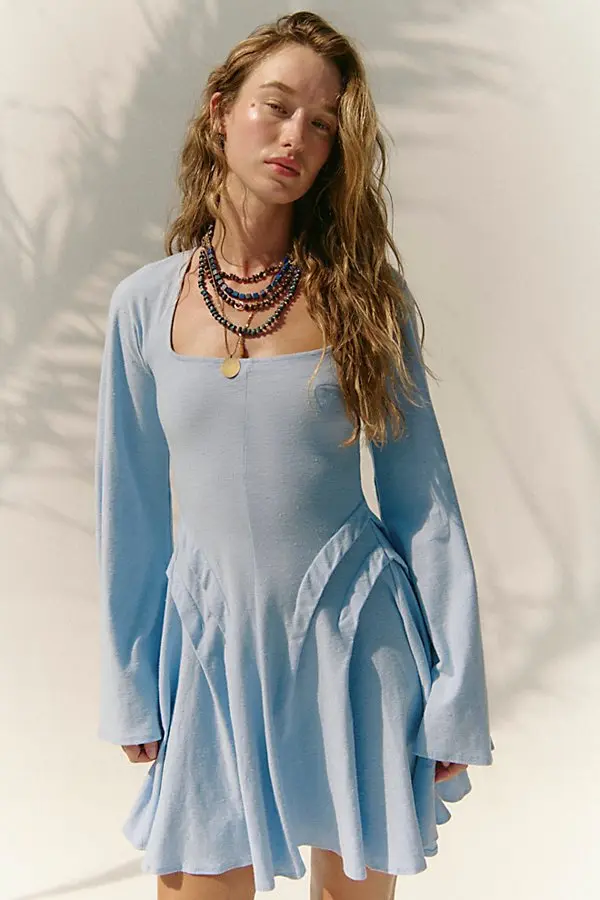 Free People Lumi 100% Cotton Mini Dress - Dawn Sky