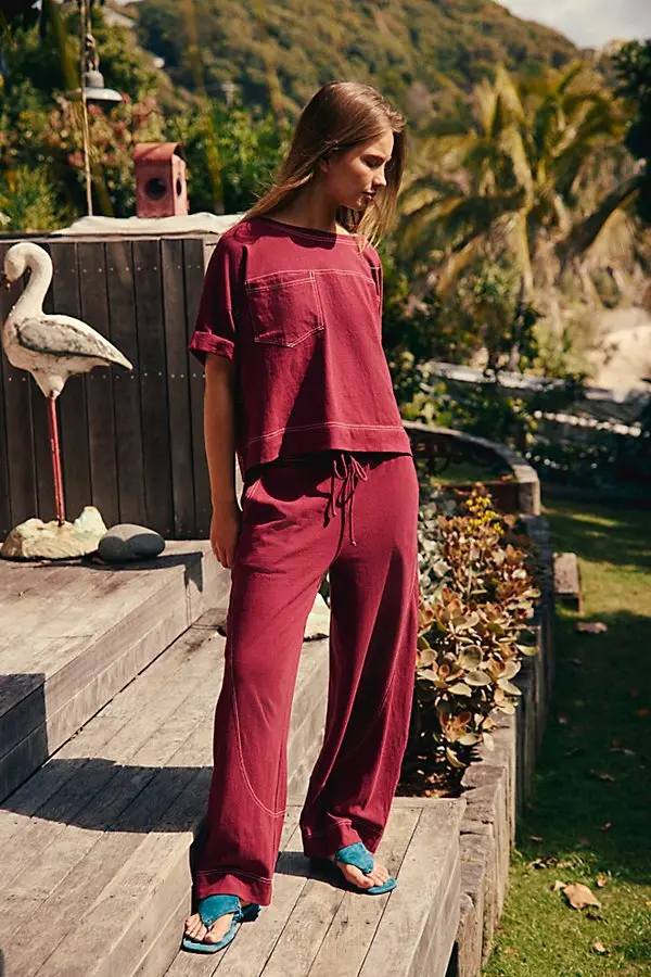Free People Leandra 100% Cotton Pant Set - Dionysus