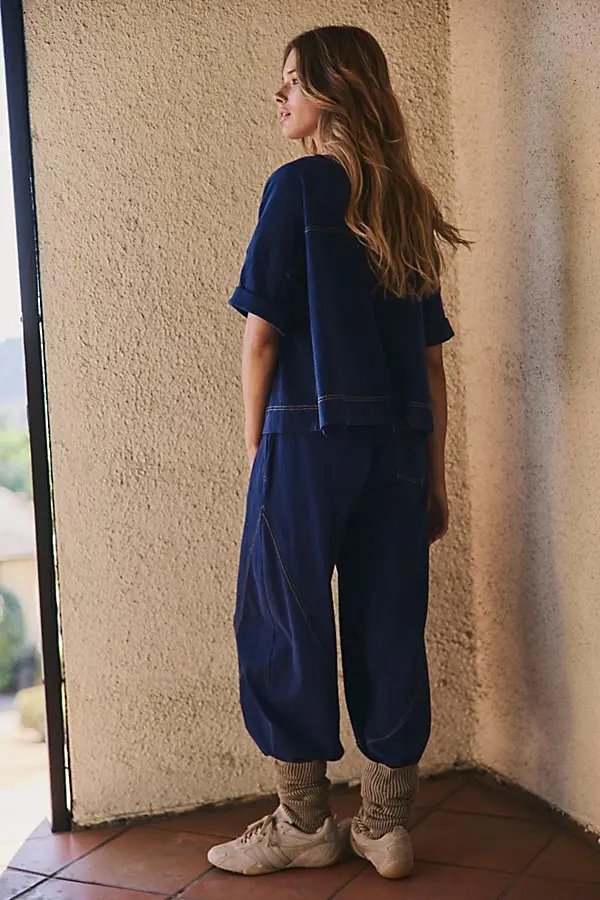 Free People Leandra 100% Cotton Pant Set - Poseidon