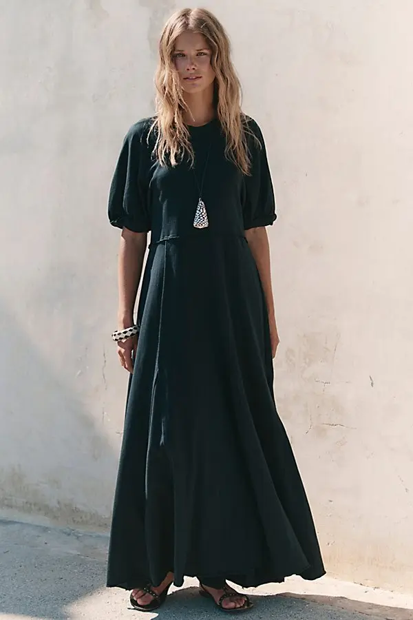 Free People Brentwood 100% Cotton Maxi Dress - Black