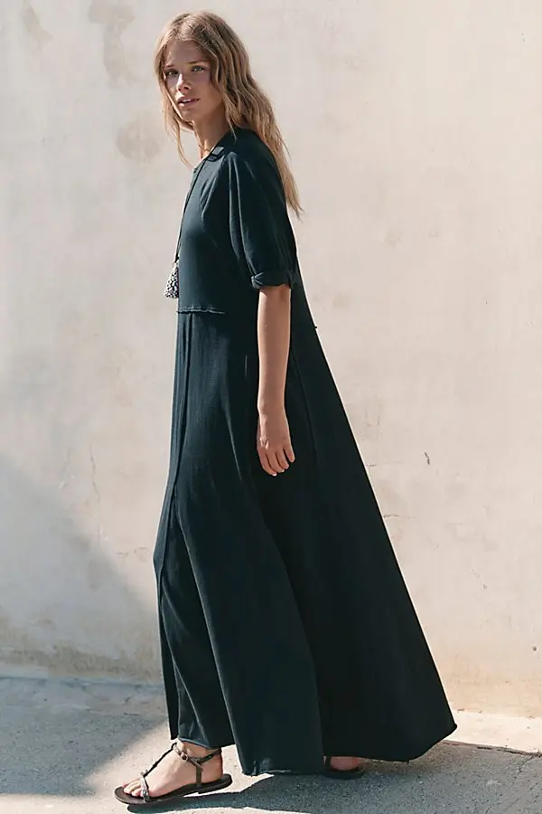 Free People Brentwood 100% Cotton Maxi Dress - Black