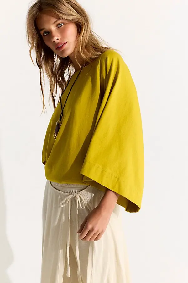 Free People Lennox 100% Cotton Top - Acid Moss