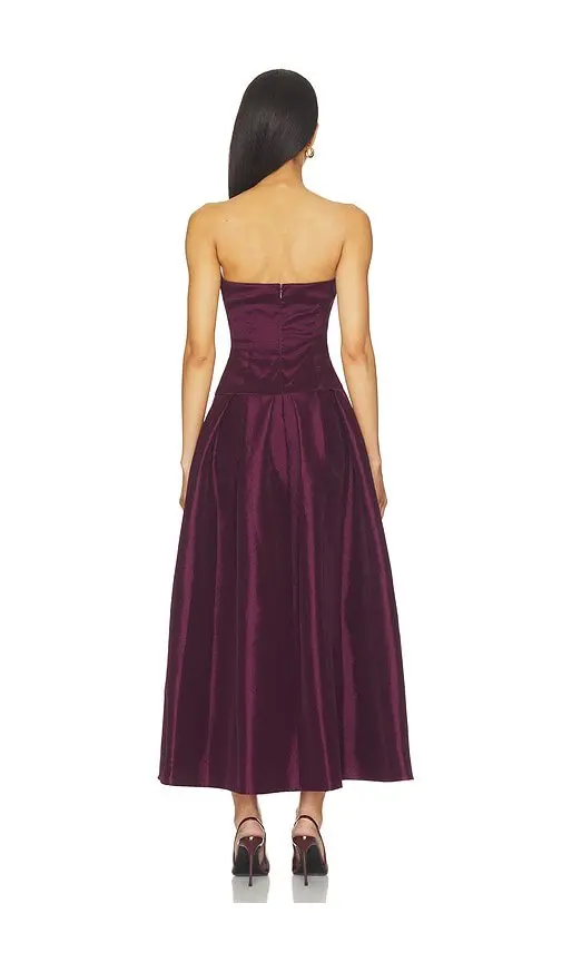 MORE TO COME Cambria Strapless Dress In Wine