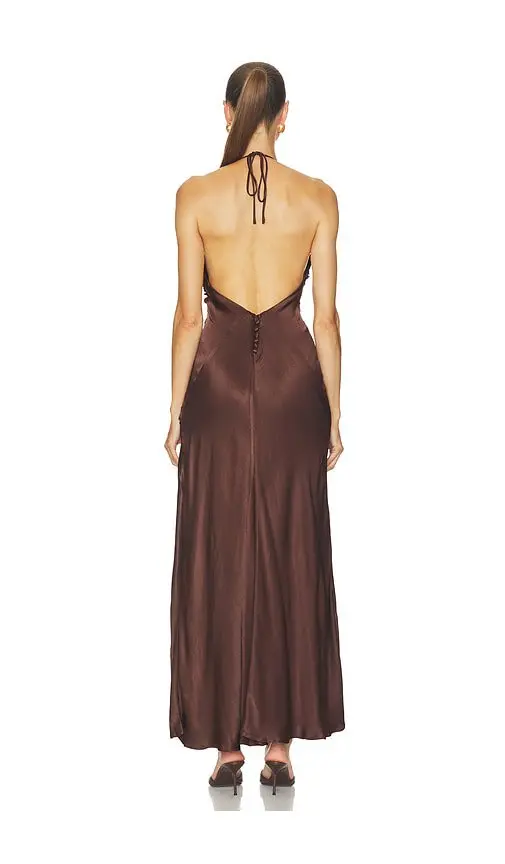 Bardot Yve Sequin Satin Halter Dress