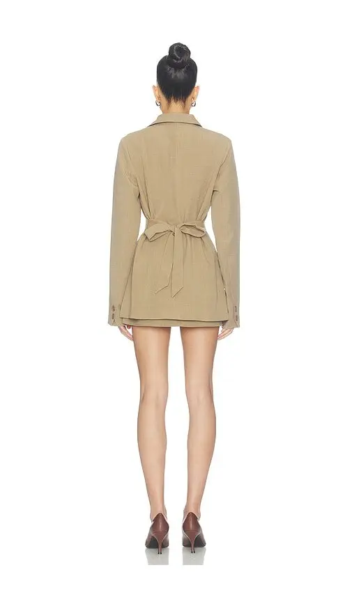 SNDYS. Roxana Cinch Blazer Dress In Tan