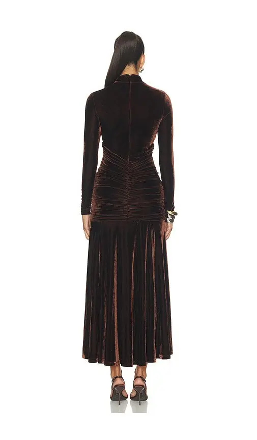 Bardot Korina Velour Maxi Dress In Chocolate