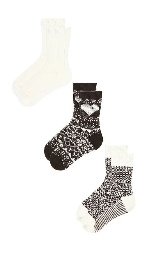 Free People Nordic Knit Sock Pack In Brown - Brown Combo
