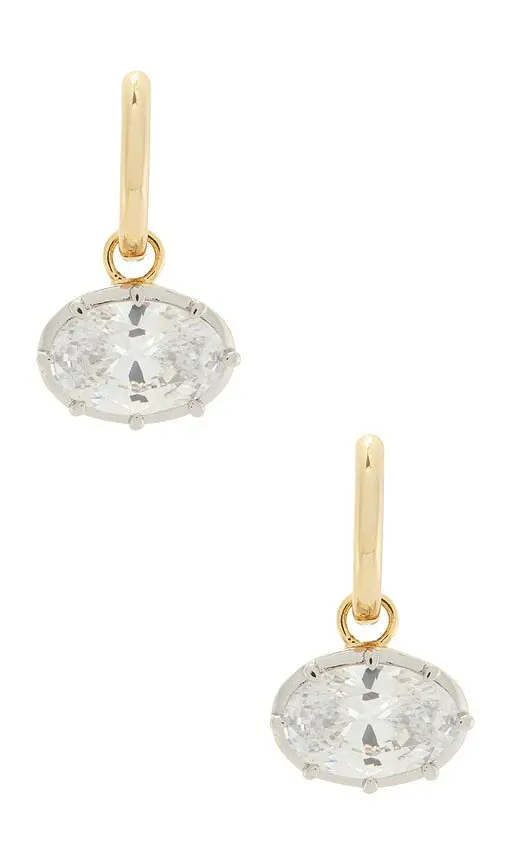 Lili Claspe Xl Cleo Oval Charm Huggies Earrings In Metallic Silver