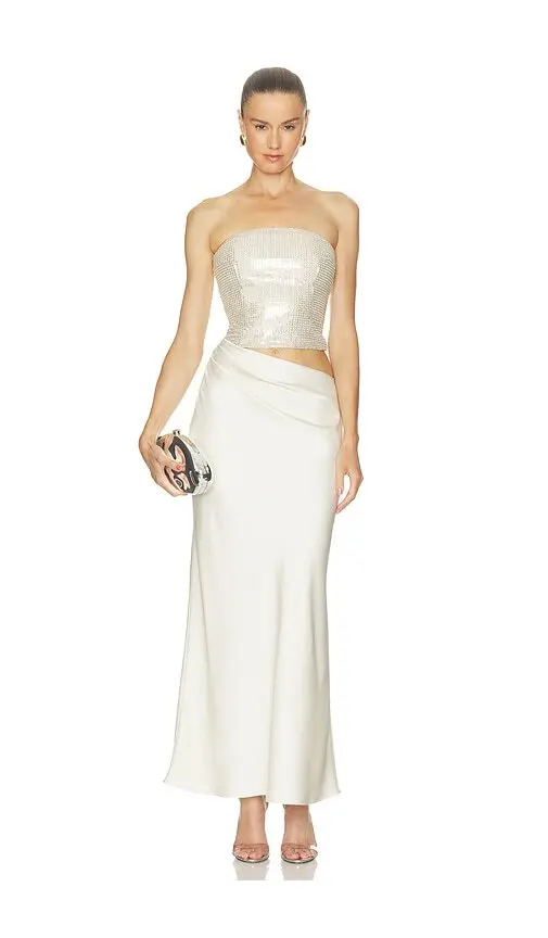 RUNAWAY THE LABEL Amabel Strapless Cutout Maxi Dress In White