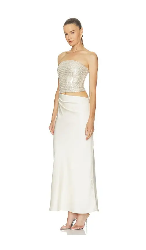 RUNAWAY THE LABEL Amabel Strapless Cutout Maxi Dress In White