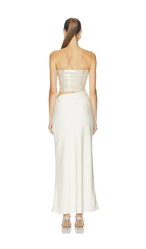 RUNAWAY THE LABEL Amabel Strapless Cutout Maxi Dress In White
