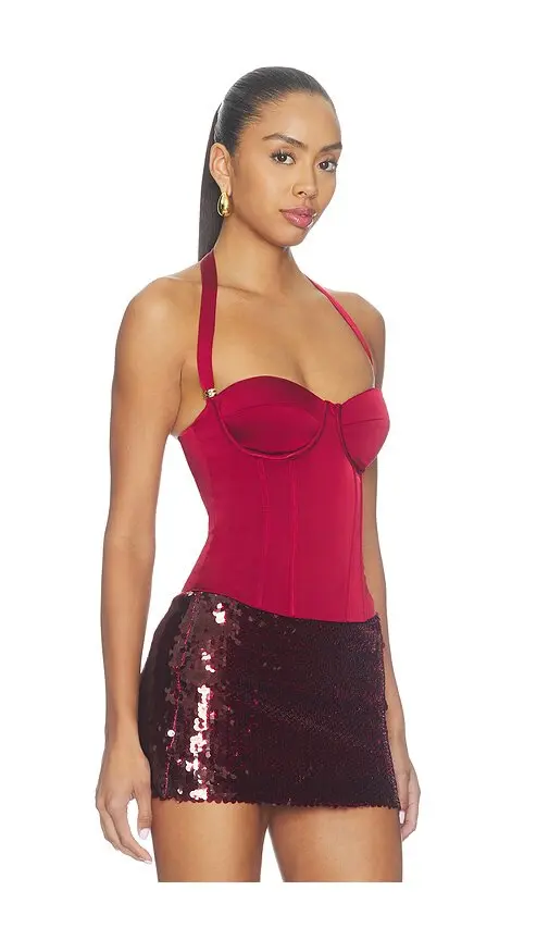 RUNAWAY THE LABEL Tegan Halter Bustier In Red