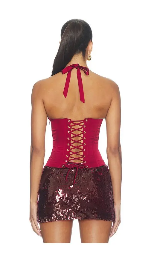 RUNAWAY THE LABEL Tegan Halter Bustier In Red