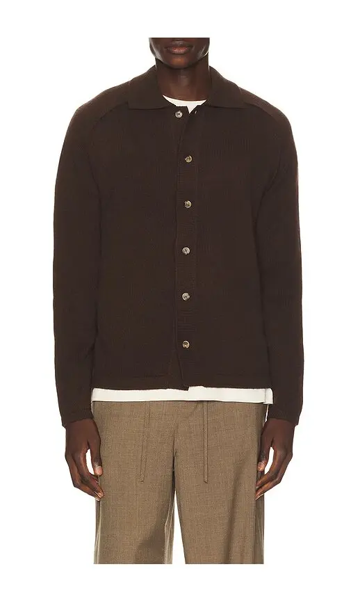Soft Goat Knitted Shirt In Brown
