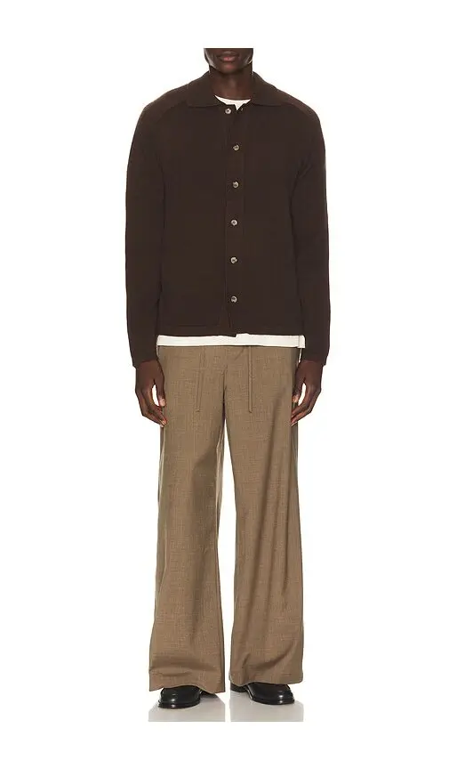 Soft Goat Knitted Shirt In Brown