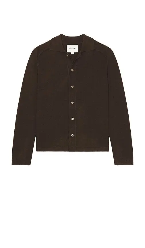 Soft Goat Knitted Shirt In Brown