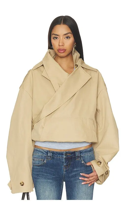 NIIHAI Trench Hoodie In Beige
