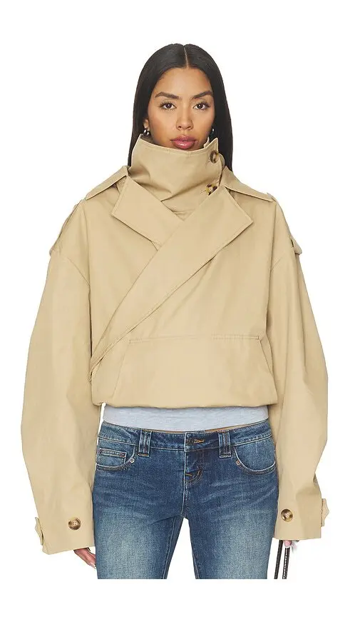 NIIHAI Trench Hoodie In Beige