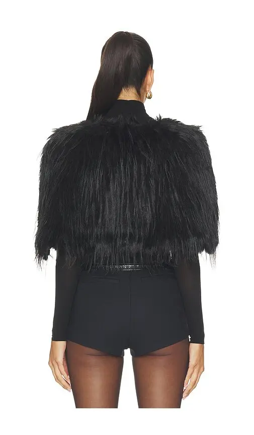 AFRM Faux Fur Poncho In Black