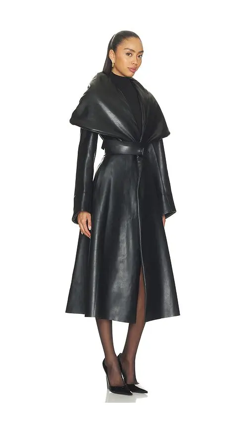 Norma Kamali Shawl Collar Peplum Coat