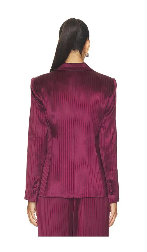 Cinq À Sept Georgia Satin Stripe Cheyenne Blazer In Burgundy