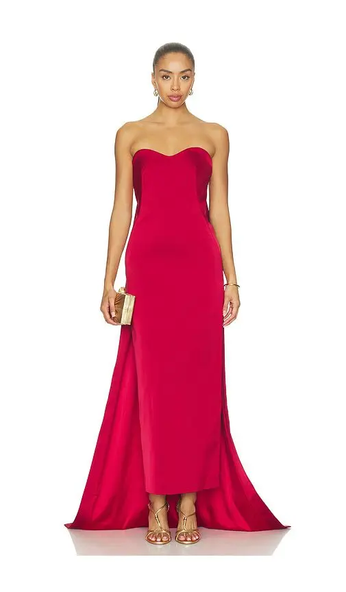 Simkhai Dinah Strapless Midi Dress In Red