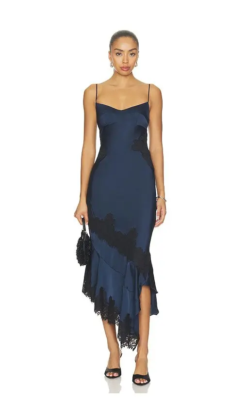 Amanda Uprichard Kaysee Midi Dress In Navy