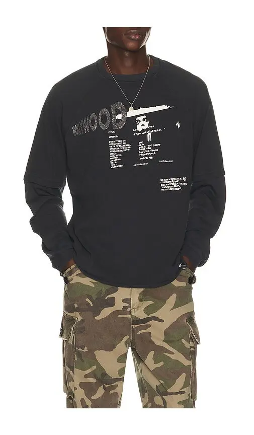 Palm Angels Neon Blvd Double Layer Long Sleeve In Black