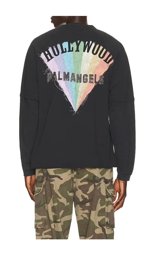 Palm Angels Neon Blvd Double Layer Long Sleeve In Black