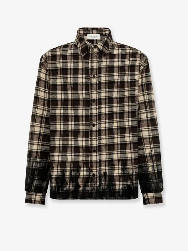 LANEUS Cotton Blend Shirt With Check Pattern