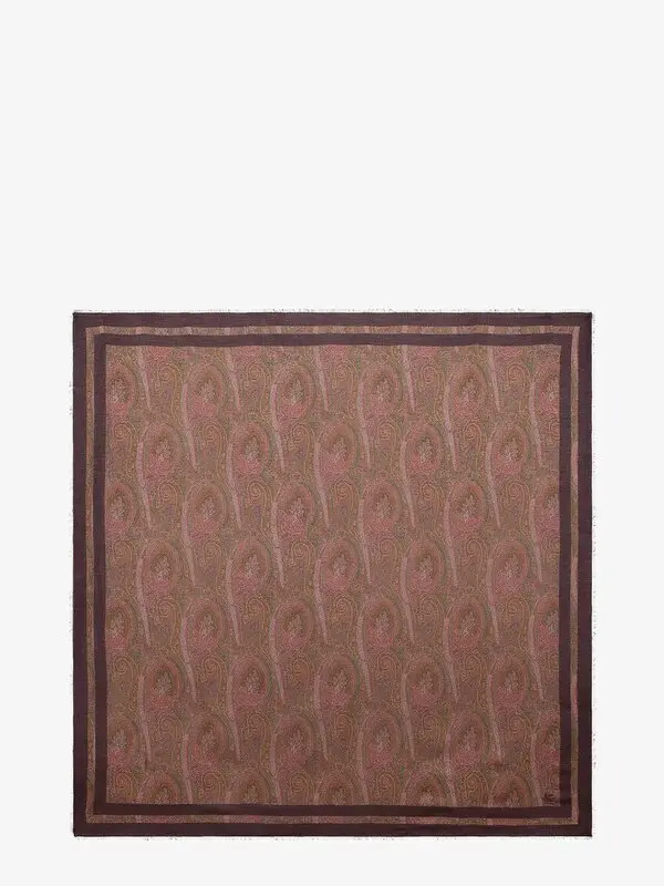 Etro Modal And Cashmere Shawl With Paisley Pattern - Brown
