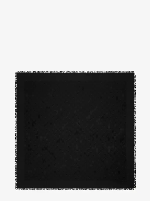 Tory Burch T Monogram Jacquard Traveler Silk And Wool Blend Scarf - Black