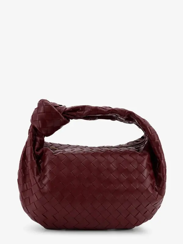 Bottega Veneta Jodie Small Leather Handbag With Intrecciato Motif - Red