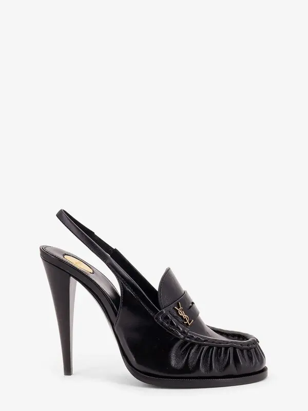 Saint Laurent Le Loafer 110 Pumps With Metal Cassandre Logo - Black