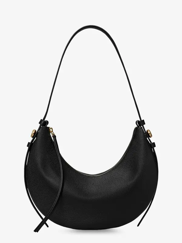 Tory Burch Romy Half Moon Leather Shoulder Bag - Black