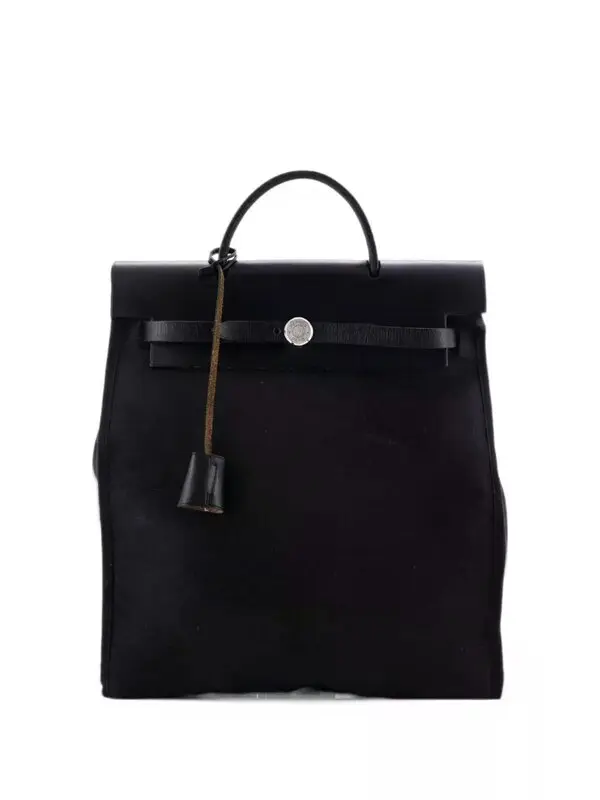 Hermès Herbag A Dos Zip Toile And Leather Backpack - Black