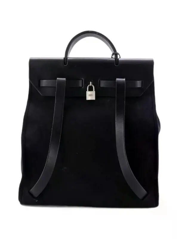 Hermès Herbag A Dos Zip Toile And Leather Backpack - Black