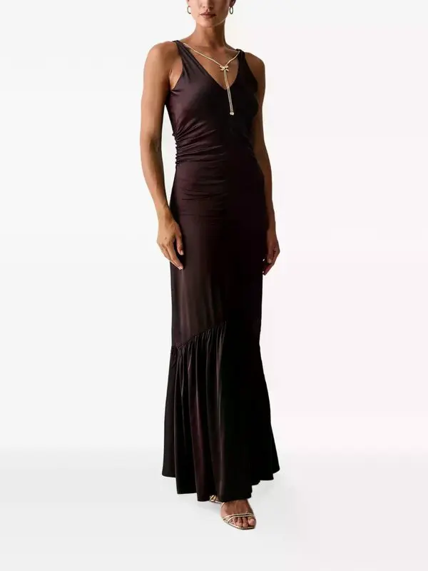 SILVIAN HEACH Chain-embellished Ruched Maxi Dress
