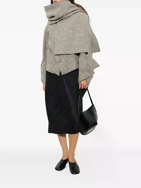 Issey Miyake Woolen Granite Oversized Scarf-detail Jacket - Neutrals