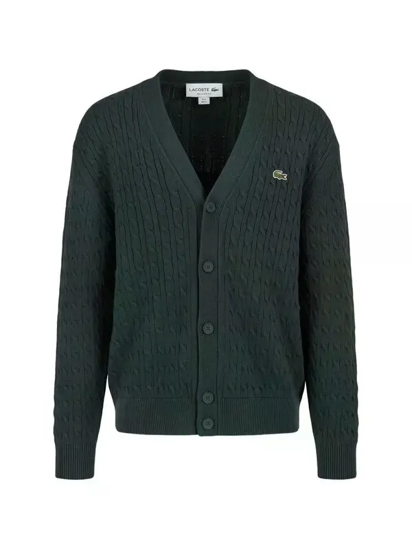 Lacoste Cable-knit Logo-patch Cardigan