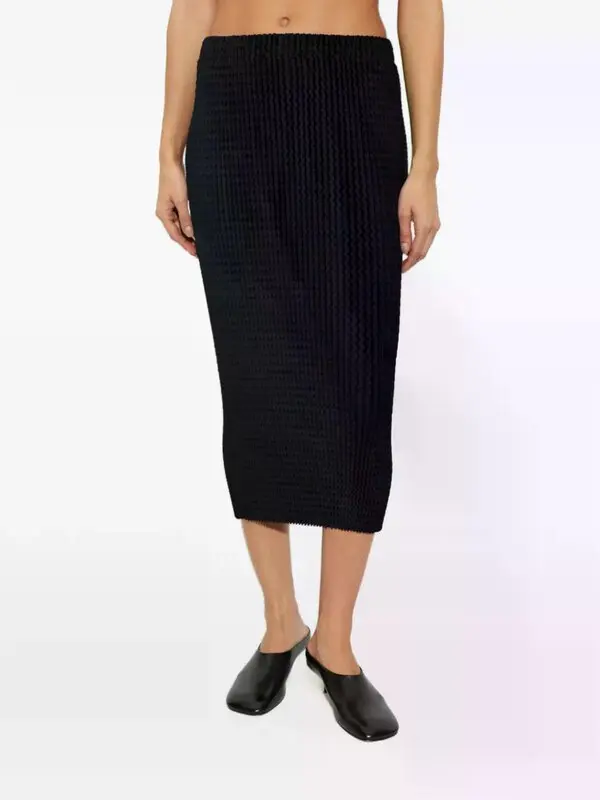 Issey Miyake Pleated Midi Skirt - Black
