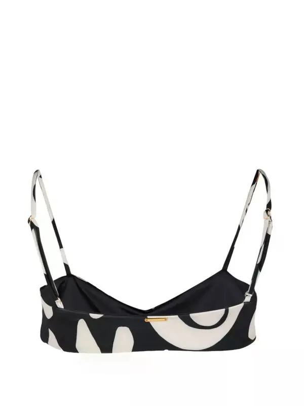 CALA DE LA CRUZ Lilo Abstract-print Ruched Bikini Top