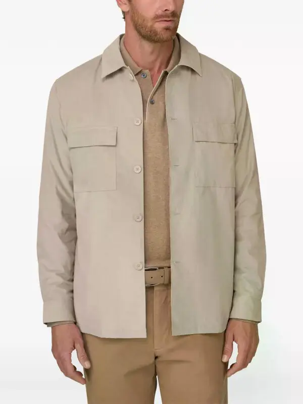 Boggi Milano Overshirt In Corduroy Lined With Flannel - Neutrals