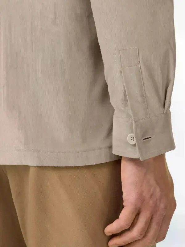 Boggi Milano Overshirt In Corduroy Lined With Flannel - Neutrals