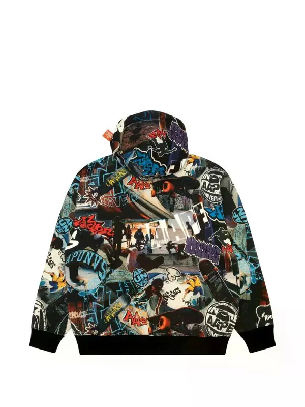 AAPE BY *A BATHING APE Moonface Logo Graffiti-print Hoodie